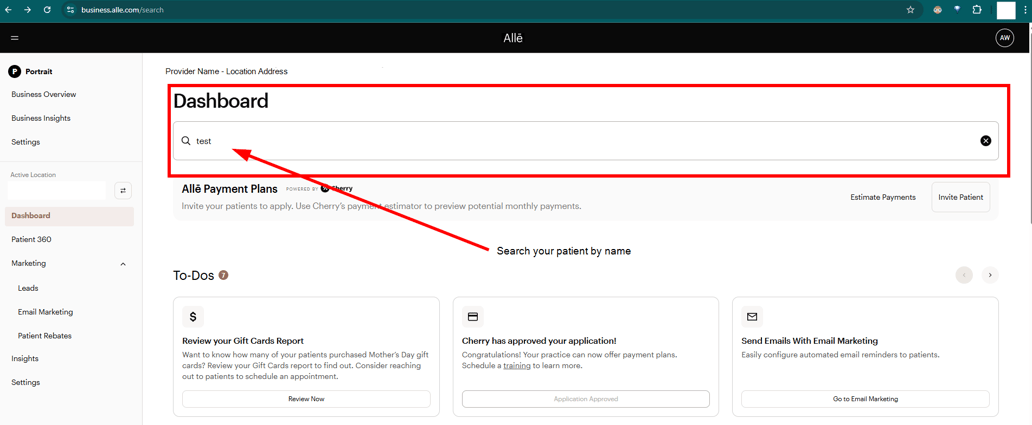 Entering treatments in Alle rewards website for a patient to collect points